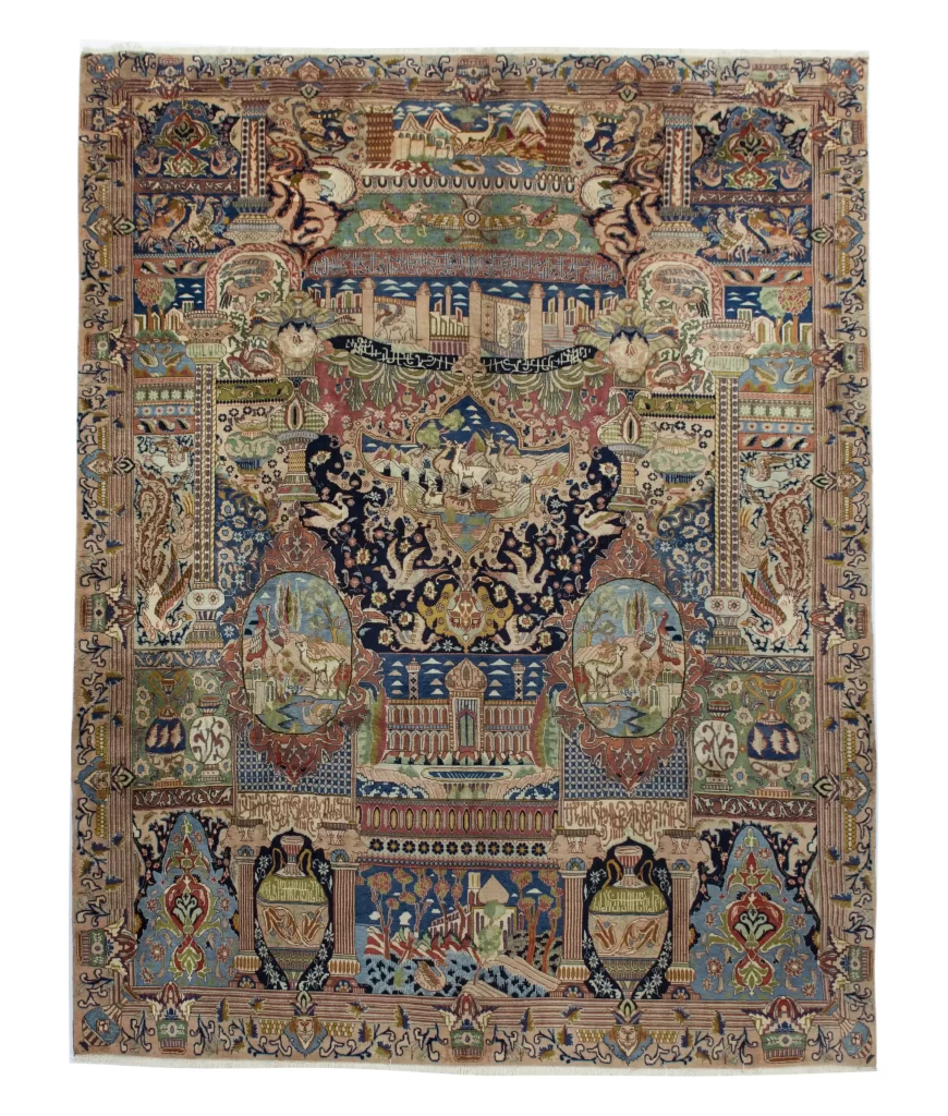 Neshaboor Vintage Historical Persian Rug ,Double Hand Knotted, Lamb ...